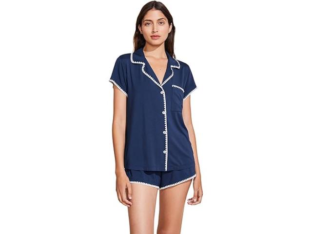 (取寄) エバージェイ レディース フリーダ - ザ ホイップ ステッチ ショート Pj セット Eberjey women Eberjey Frida - The Whip Stitch Short PJ Set Navy/Ivory