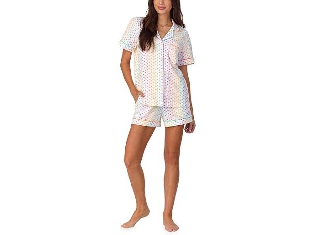 (取寄) ベッドヘッドパジャマズ レディース ショート スリーブ クラシック ショーティー ストレッチ ジャージ パジャマ セット Bedhead PJs women Short Sleeve Classic Shorty Stretch Jersey Pajama Set Cheery Hearts
