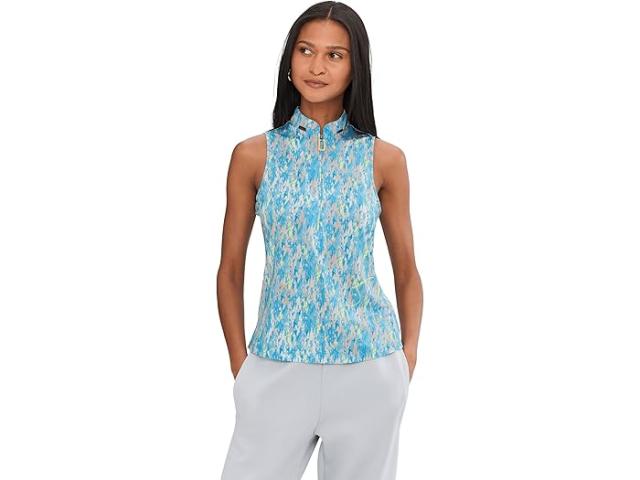 (取寄) ジェイミー サドック レディース フィンガーペイント プリント スリーブレス ポロ Jamie Sadock women Fingerpaint Print Sleeveless Polo Bonamassa Blue