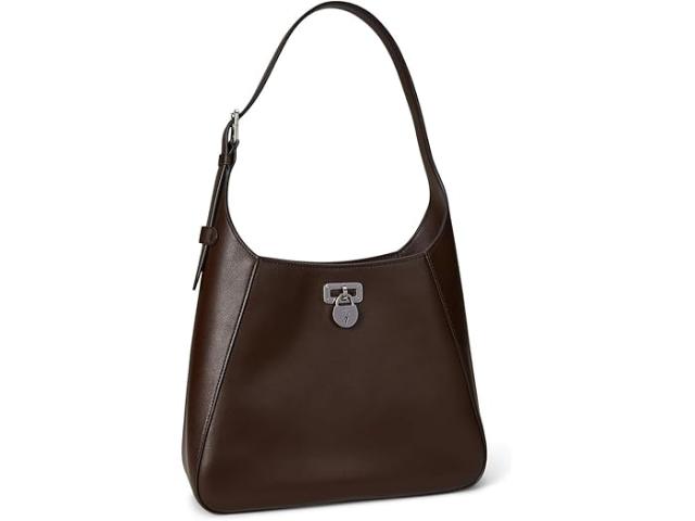 (取寄) ローレン ラルフローレン レディース レザー ラージ タンナー ショルダー バッグ Lauren Ralph Lauren women Leather Large Tanner Shoulder Bag Dark Hickory