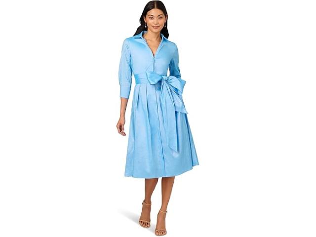 (取寄) アドリアナ パぺル レディース タフタ シャツ ミディ ドレス Adrianna Papell women Taffeta Shirt Midi Dress Bluebell