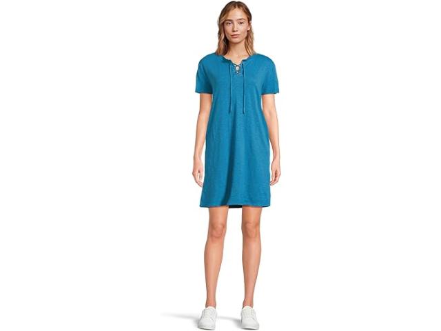(取寄) モッドオードック レディース ショート スリーブ レース アップ ネック ティー シャツ ドレス Mod-o-doc women Short Sleeve Lace Up Neck Tee Shirt Dress Calypso Blue