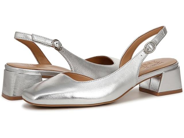 (取寄) ナチュラライザー レディース ジェイラ ロー ヒール スリングバック ドレス シューズ Naturalizer women Jayla Low Heel Slingback Dress Shoes Silver Leather
