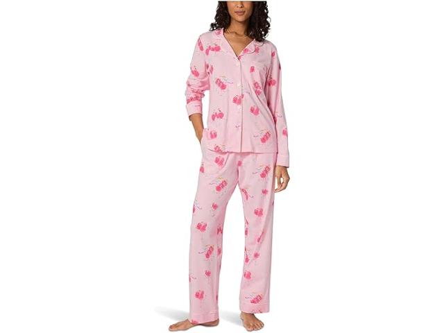 (取寄) ベッドヘッドパジャマズ レディース ロング スリーブ クラシック コットン ニット パジャマ セット Bedhead PJs women Long Sleeve Classic Cotton Knit Pajama Set Flamingos On Ice