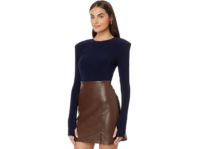 (取寄) ノーマ カマリ レディース ショルダー パッド ロング スリーブ クルー トップ Norma Kamali women Shoulder Pad Long Sleeve Crew Top True Navy