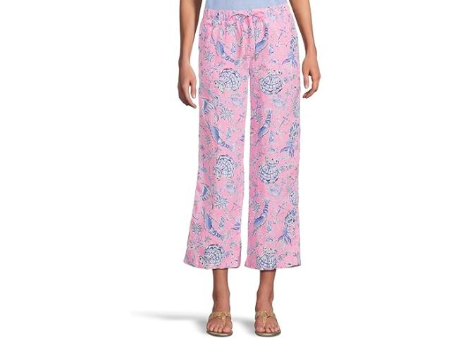 (取寄) リリー ピュリッツァー レディース ブロウリー リネン クロップ パンツ Lilly Pulitzer women Brawley Linen Crop Pants Rousseau Pink Barefoot Beachcombers
