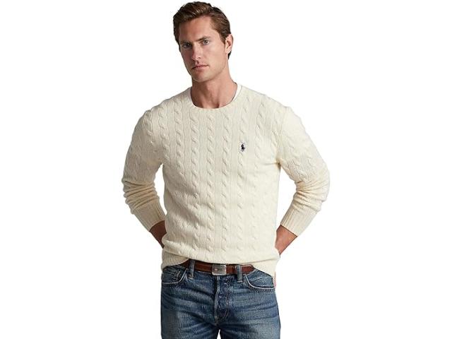 (取寄) ラルフローレン メンズ ウール-カシミヤ ケーブルニット セーター Polo Ralph Lauren men Wool-Cashmere Cable-Knit Sweater Andover Cream