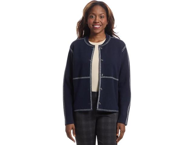 (取寄) エリオット ローレン レディース ステッチ パーフェクト - スナップ クロージャー ボンバー スタイル セーター Elliott Lauren women Stitch Perfect - Snap Closure Bomber Style Sweater Navy