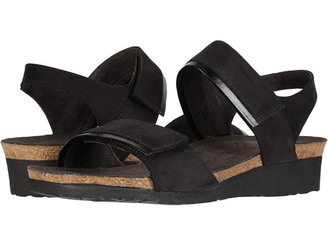 (取寄) ナオト レディース アイシャ - ワイド Naot women Aisha - Wide Black Velvet Nubuck/Black Madras Leather