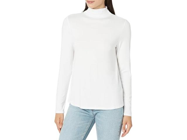 (取寄) リバプールロサンゼルス レディース ロング スリーブ モック ネック ニット トップ Liverpool Los Angeles women Long Sleeve Mock Neck Knit Top White
