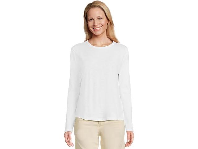 (取寄) エリオット ローレン レディース ガーメント ダイ ティー - ロング スリーブ ラウンド ネック ティー ウィズ リブ スリーブ アンド バック ガセット Elliott Lauren women Garment Dye Tees - Long Sleeve Round Neck Tee with Rib Sleeve and Back Gusset White