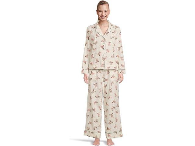 (取寄) レディース スヌーズ モード ロング Pj セット HONEYDEW women Snooze Mode Long Pj Set Ivory Teddies
