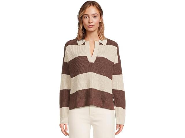 (取寄) ファリティ レディース ミラマー リネン ポロ Faherty women Miramar Linen Polo Cocoa Rugby Stripe