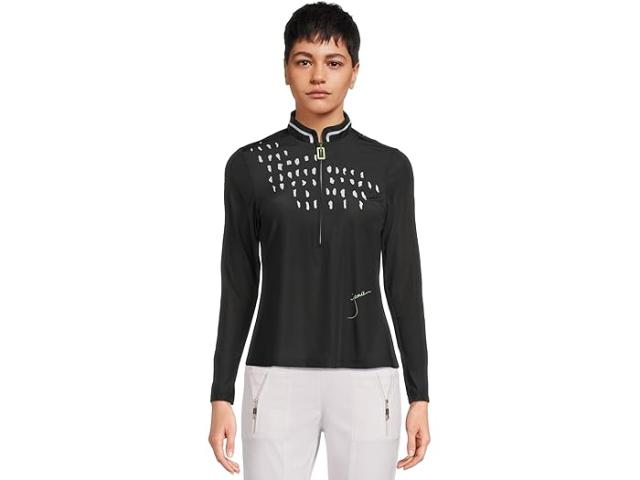 (取寄) ジェイミー サドック レディース レインドロップス プリント ロング スリーブ サンセンス トップ Jamie Sadock women Raindrops Print Long Sleeve Sunsense Top Black