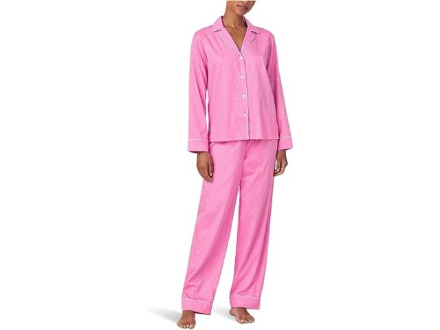 (取寄) ローレン ラルフローレン レディース ロング スリーブ ノッチ カラー ニット Pj セット Lauren Ralph Lauren women Long Sleeve Notch Collar Knit PJ Set Pink Hearts Print