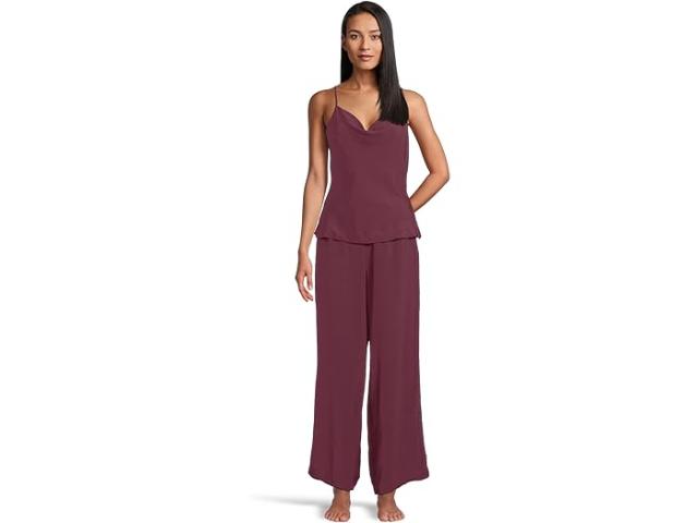 (取寄) ナトリ レディース スリーク カウル カミ Pj セット Natori women Sleek Cowl Cami PJ Set Dark Red