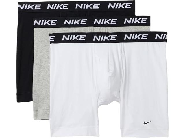 (取寄) ナイキ メンズ オール デイ コットン ストレッチ ウィズ フライ ボクサー ブリーフ 3-パック Nike men All Day Cotton Stretch with Fly Boxer Brief 3-Pack White/Heather Grey/Black