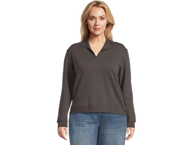 (取寄) モッドオードック レディース ロング スリーブ ハーフ-ジップ ファンネル ネック スウェットシャツ Mod-o-doc women Long Sleeve Half-zip Funnel Neck Sweatshirt Washed Ebony