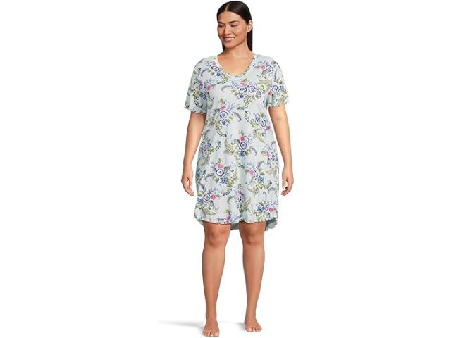 (取寄) カレン ノイバーガー レディース プラス サイズ ペイズリー ドリームス ショート スリーブ スリープシャツ ウィズ レタス エッジズ Karen Neuburger women Plus Size Paisley Dreams Short Sleeve Sleepshirt With Lettuce Edges Multi Floral Paisley