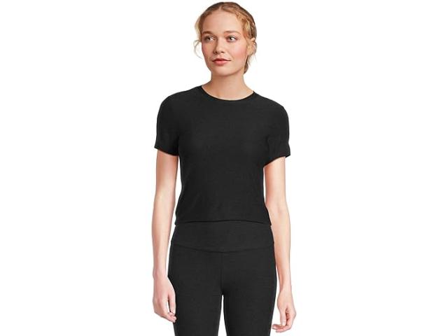 (取寄) ビヨンドヨガ レディース フェザーウェイト クロップド ティー Beyond Yoga women Featherweight Cropped Tee Darkest Night