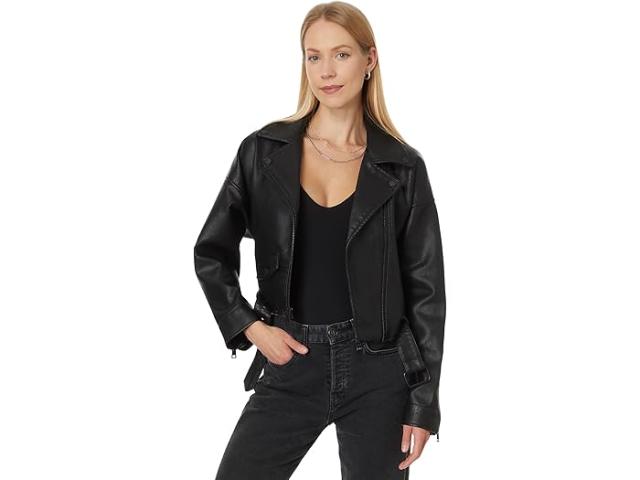 (取寄) リーバイス レディース リラックスド-フィット クロップ フォー レザー モト ジャケット Levi's women Relaxed Crop Faux Leather Moto Jacket Black