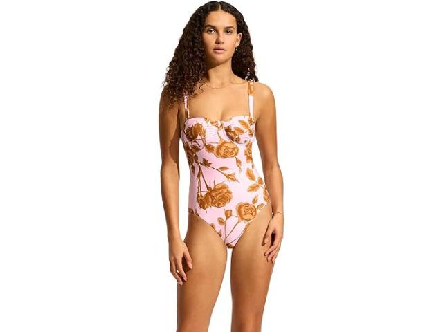 (取寄) シーフォリー レディース ルーシュド アンダーワイヤー ワンピース Seafolly women Rococo Ruched Underwire One-Piece Blossom