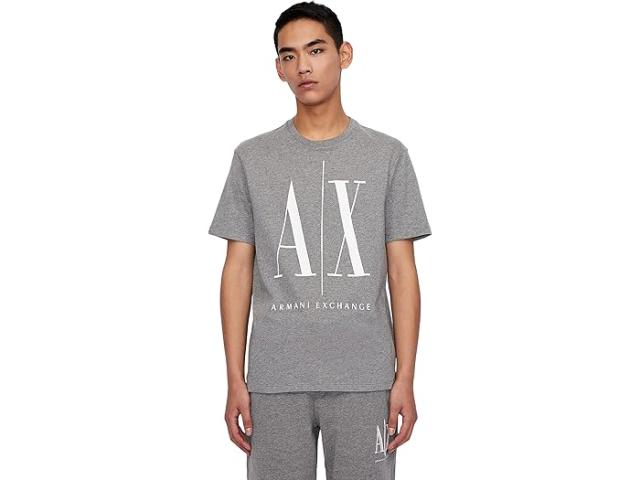 (取寄) アルマーニエクスチェンジ メンズ アイコン ロゴ プリンテッド ティー Armani Exchange men Armani Exchange Icon Logo Printed Tee B09B Heather Grey