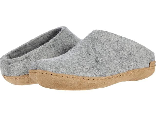 (取寄) グレーラップ ウール スリッポン レザー アウトソール Glerups Wool Slip-On Leather Outsole Grey