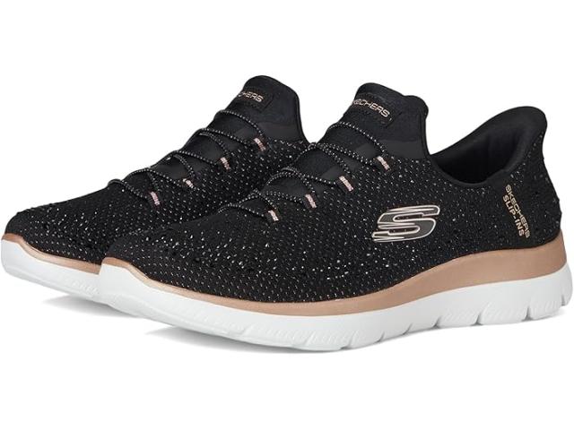 (取寄) スケッチャーズ レディース サミッツ ブリリアント シャイン ハンズ フリー スリップ-インス SKECHERS women Summits Brilliant Shine Hands Free Slip-INS Black Rose Gold