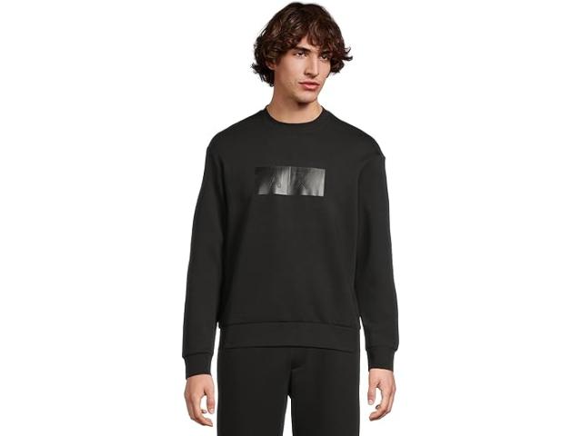 (取寄) アルマーニエクスチェンジ メンズ モノクロマティック レクタングル A|X ロゴ スウェットシャツ Armani Exchange men Monochromatic Rectangle A|x Logo Sweatshirt Black