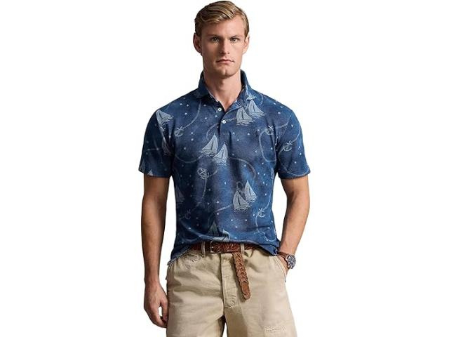 (取寄) ラルフローレン メンズ クラシック フィット ノーティカル メッシュ ポロ シャツ Polo Ralph Lauren men Classic Fit Nautical Mesh Polo Shirt Oceans Voyage/Light Chambray H