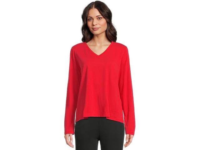 (取寄) アイリーン フィッシャー レディース V-ネック ロング スリーブ ティー Eileen Fisher women V-Neck Long Sleeve Tee Cherry