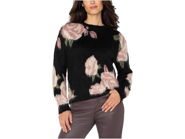 (取寄) リバプールロサンゼルス レディース ロング スリーブ クルー ネック ドロップド ショルダー セーター Liverpool Los Angeles women Long Sleeve Crew Neck Dropped Shoulder Sweater Black Floral Mult