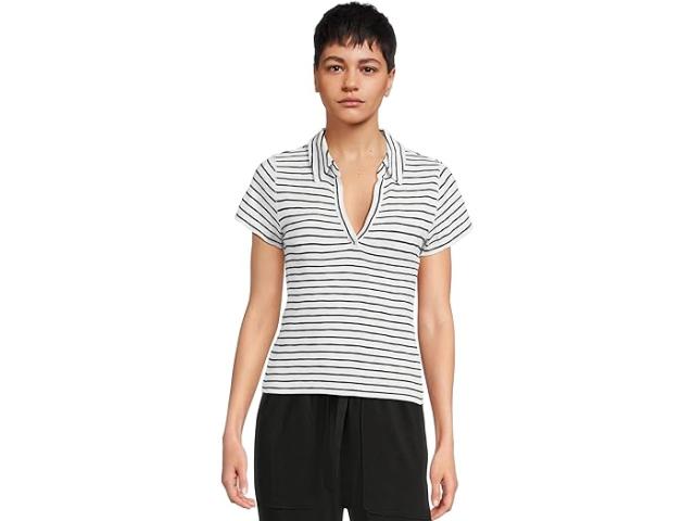 (取寄) リラ P レディース ストライプド ポロ ティー Lilla P women Striped Polo Tee Black Stripe