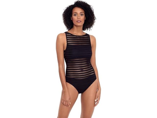 (取寄) ローレン ラルフローレン レディース オットマン メッシュ ハイ ネック ワンピース Lauren Ralph Lauren women Ottoman Mesh High Neck One-Piece Black