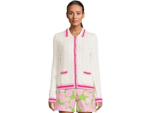(取寄) リリー ピュリッツァー レディース ブロックトン ポロ カーディガン Lilly Pulitzer women Brockton Polo Cardigan Coconut X Pink Bliss