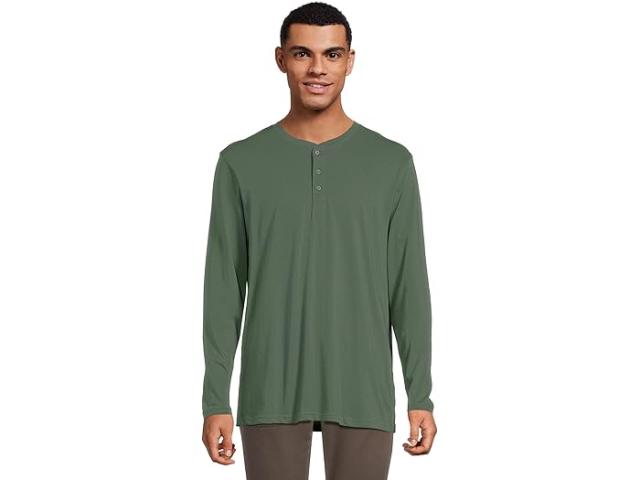 (取寄) パクト メンズ ソフトスパン ロング スリーブ ヘンリー PACT men Softspun Long Sleeve Henley Pine Green