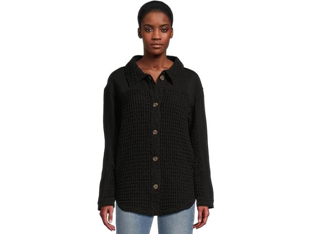 (取寄) モッドオードック レディース ロング スリーブ ミックス メディア オーバーサイズ シャケット Mod-o-doc women Long Sleeves Mix Media Oversized Shacket Black