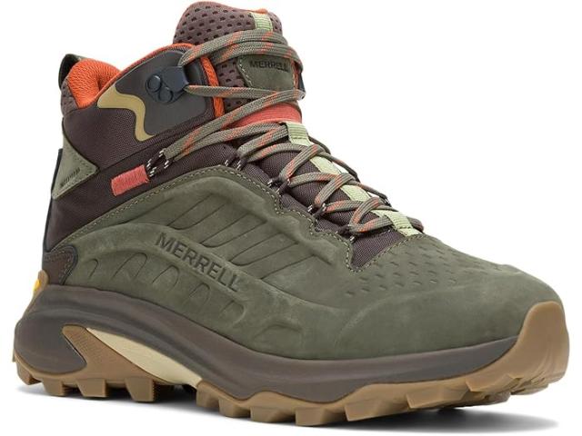 (取寄) メレル メンズ モアブ スピード 2 レザー ミッド ウォータープルーフ Merrell men Merrell Moab Speed 2 Leather Mid Waterproof Olive