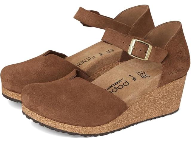 (取寄) ビルケンシュトック レディース パピリオ バイ メアリー ウェッジ サンダル - スエード Birkenstock women Papillio by Mary Wedge Sandal - Suede Dark Tea