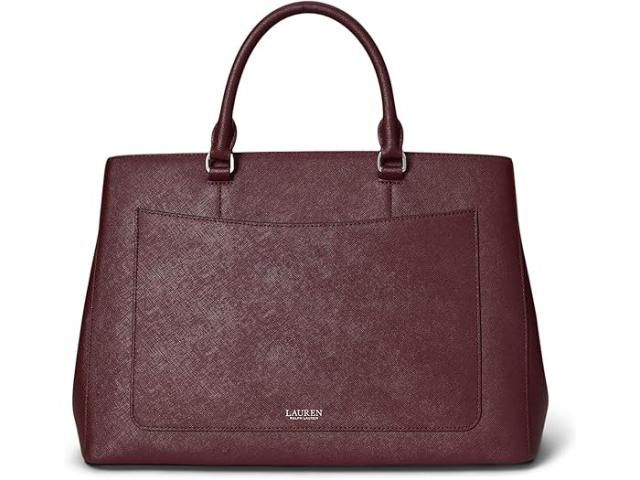 (取寄) ローレン ラルフローレン レディース クロスハッチ レザー ラージ ハンナ サッチェル Lauren Ralph Lauren women Crosshatch Leather Large Hanna Satchel Dark Garnet