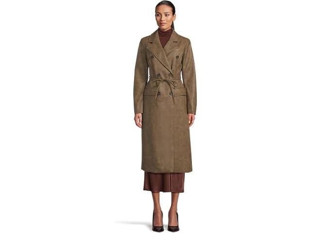 (取寄) アヴェックレフィー レディース ベルテッド フォー レザー トレンチ コート Avec Les Filles women Belted Faux Leather Trench Coat Java