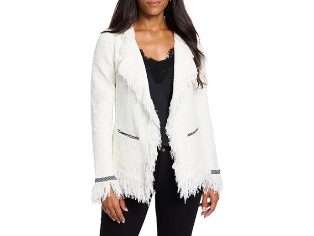(取寄) ニックゾー レディース ステイトメント フリンジ ミックス ニット ジャケット NIC+ZOE women Statement Fringe Mix Knit Jacket Classic Cream