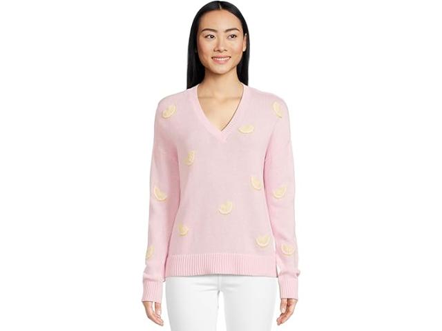 (取寄) リリー ピュリッツァー レディース テンスリー セーター Lilly Pulitzer women Tensley Sweater Heathered Pink Muse Fresh Squeezed Embroidery