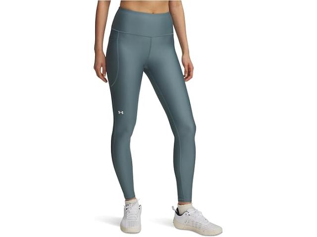 (取寄) アンダーアーマー レディース ハイウエスト ポケットド レギンス Under Armour women HeatGear? Armour? High-Waisted Pocketed Leggings Jasper Blue/White