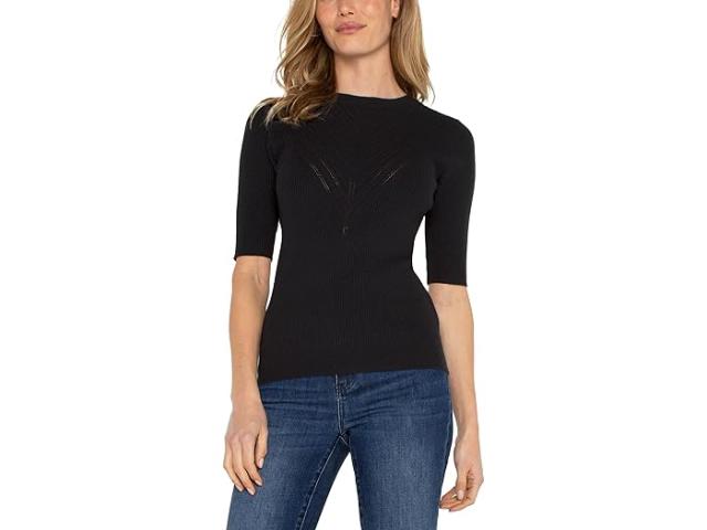 (取寄) リバプールロサンゼルス レディース エルボー スリーブ クルー ネック セーター Liverpool Los Angeles women Elbow Sleeve Crew Neck Sweater Black