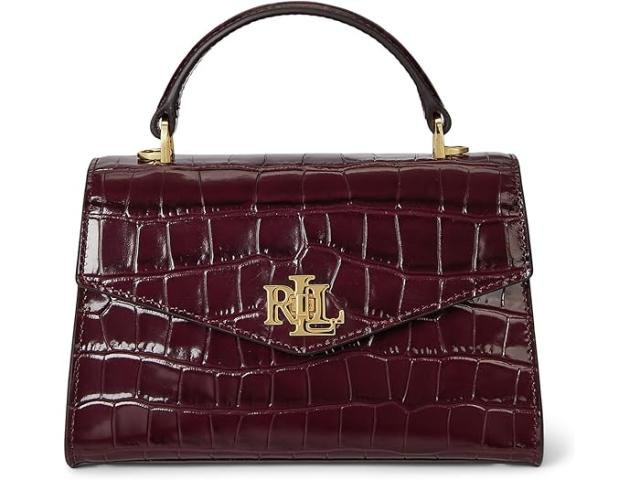 (取寄) ローレン ラルフローレン レディース クロコダイル-エンボスド スモール ファラー サッチェル Lauren Ralph Lauren women Crocodile-Embossed Small Farrah Satchel Dark Garnet