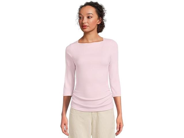 (取寄) マイケル スターズ レディース アシャ 3/4 スリーブ ストレート ネック トップ Michael Stars women Asha 3/4 Sleeve Straight Neck Top Lychee