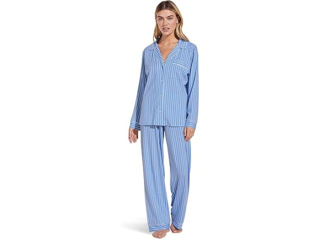 (取寄) エバージェイ レディース ジゼル プリンテッド - ザ ロング Pj セット Eberjey women Gisele Printed - The Long PJ Set Nordic Stripes Vista/Blue Ivory