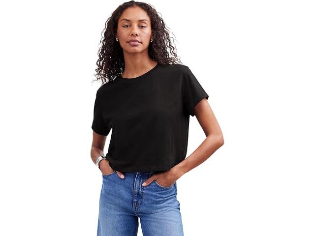 (取寄) メイドウェル レディース ベラ ティー スラブ Madewell women Bella Tee Slub Jet Black
